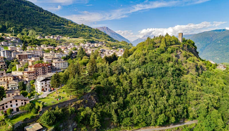 Teglio, Valtellina it, Aerial View Stock Image - Image of landmark ...