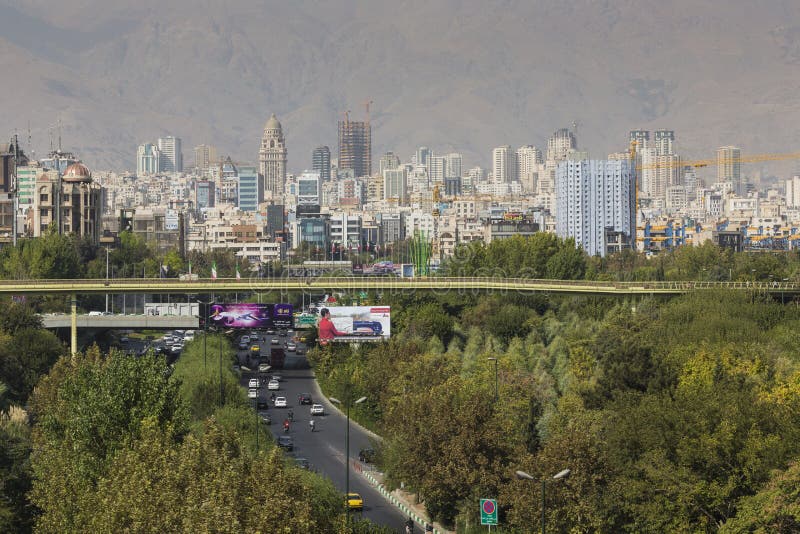 TEHERAN, IRAN - OCTOBER 03, 2016:Tehran Skyline and Greenery in ...