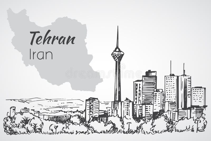Tehran Cityscape - Iran. Sketch Stock Vector - Illustration of ...