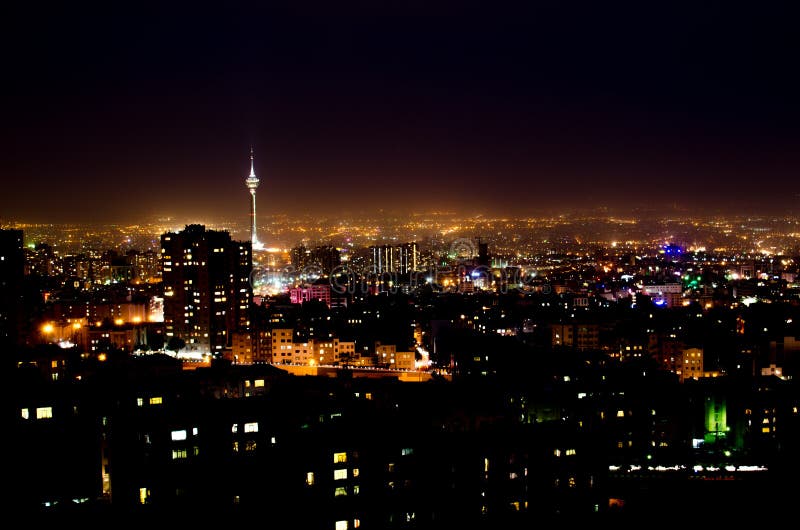 Tehran Night stock photo. Image of tower, night, cityscape - 42389458