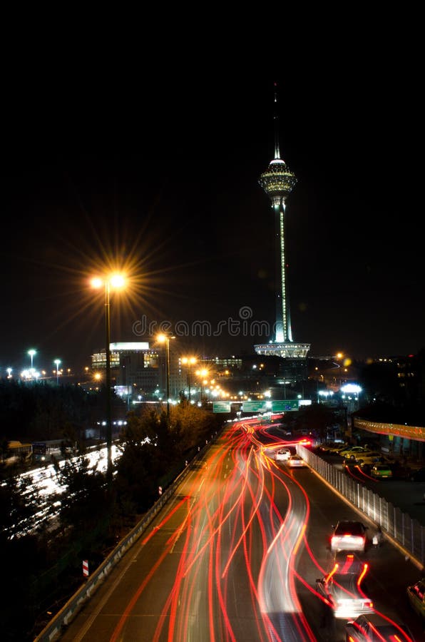 Tehran skyline at night stock photo. Image of illuminated - 33722336