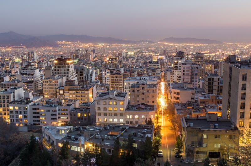Tehran at night, Tehran stock image. Image of city, downtown - 66351725