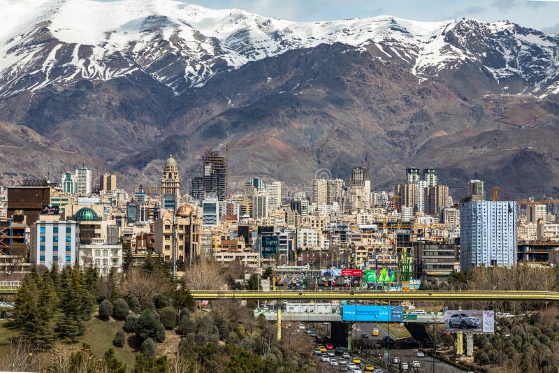 Tehran North Alborz Mountains in Spring with Snow at the Top- Iran ...