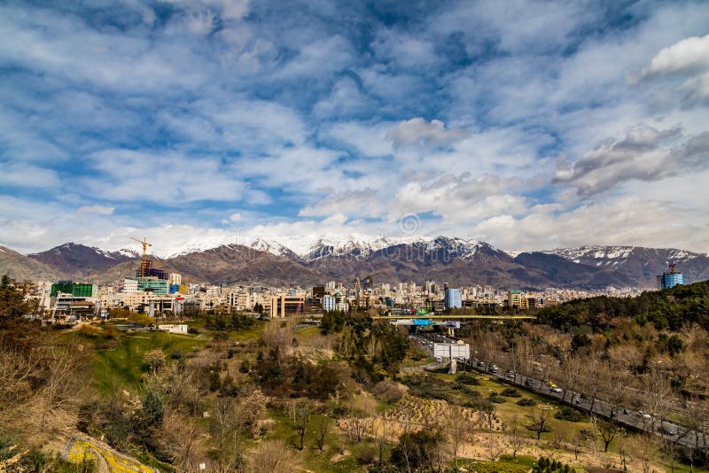 Tehran North Alborz Mountains in Spring with Snow at the Top- Iran ...