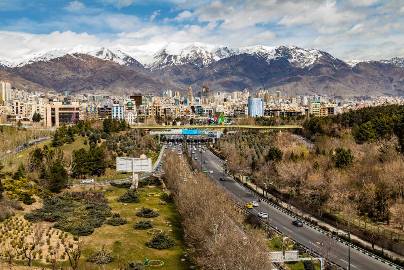 Tehran North Alborz Mountains in Spring with Snow at the Top- Iran ...