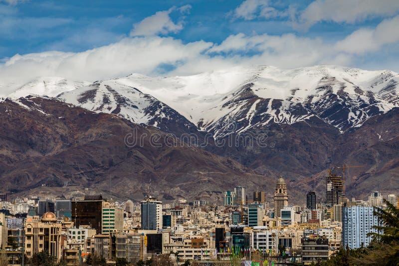 Tehran North Alborz Mountains in Spring with Snow at the Top- Iran ...
