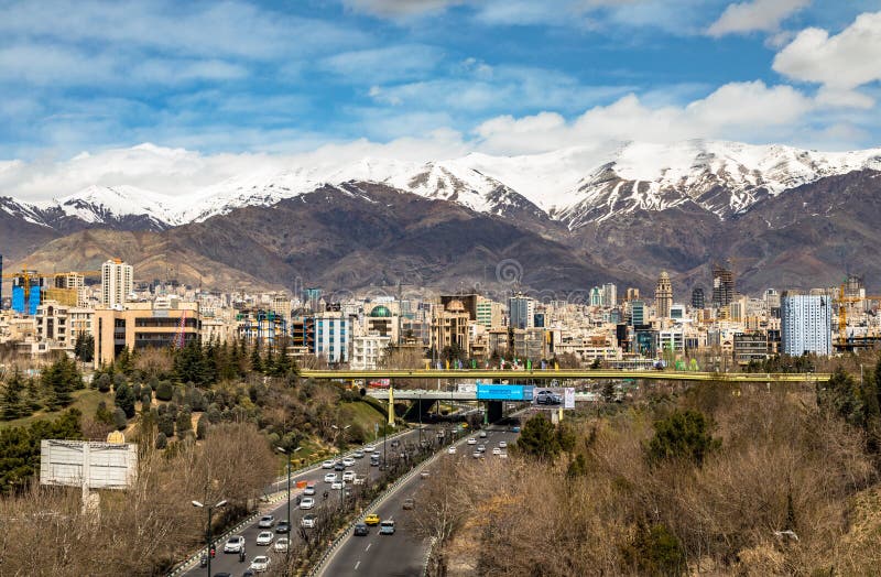Tehran North Alborz Mountains in Spring with Snow at the Top- Iran ...