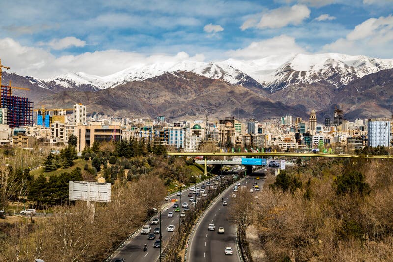Tehran North Alborz Mountains in Spring with Snow at the Top- Iran ...