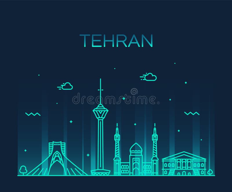 Tehran Skyline Iran Trendy Vector Linear Style Stock Vector ...