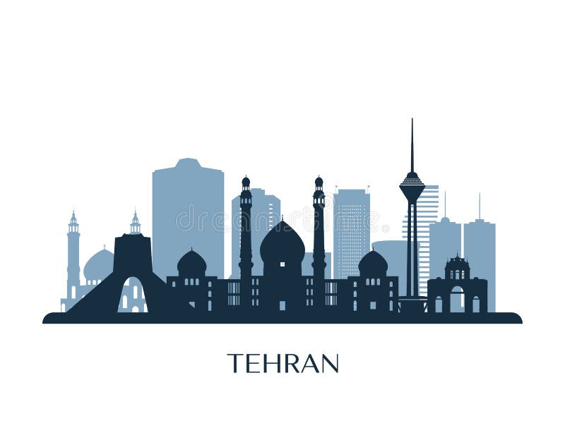 Tehran Skyline, Monochrome Silhouette. Stock Vector - Illustration of ...