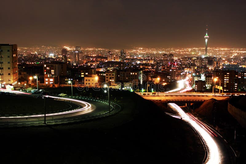 Tehran skyline at night stock photo. Image of capital - 33722336