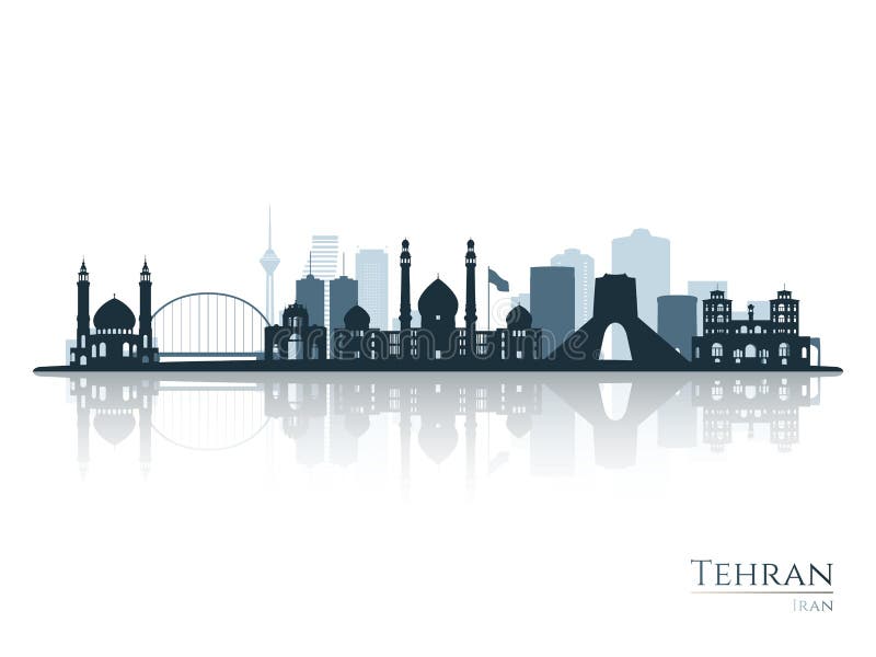 Tehran Skyline Silhouette with Reflection. Stock Vector - Illustration ...