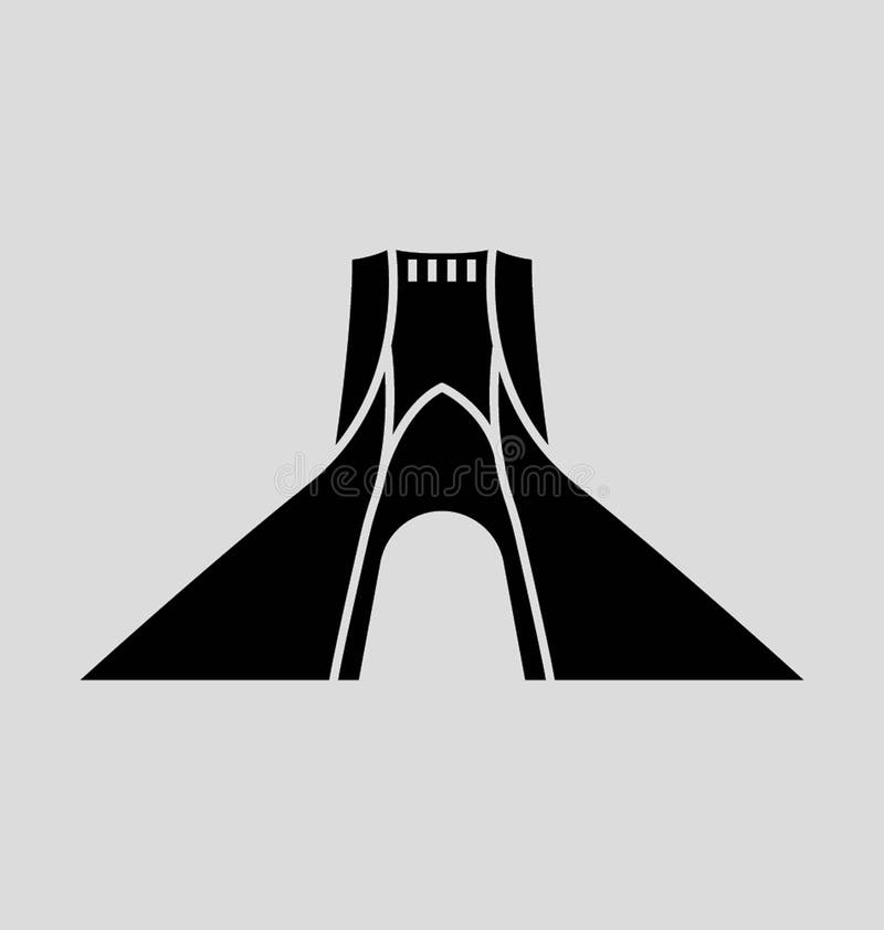 Azadi Tower At Tehran, Iran, Isolated Flat Icon Stock Vector ...
