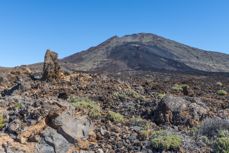The Teide Volcano is Surrounded by Lava Fields Stock Photo - Image of ...