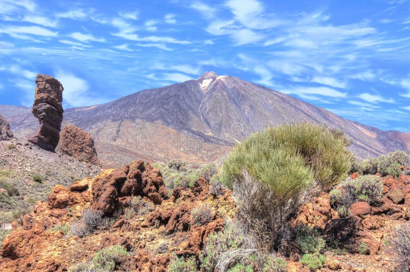 Teide Volcano and Finger of God Rock, Tenerife, Canary Islands, Spain ...