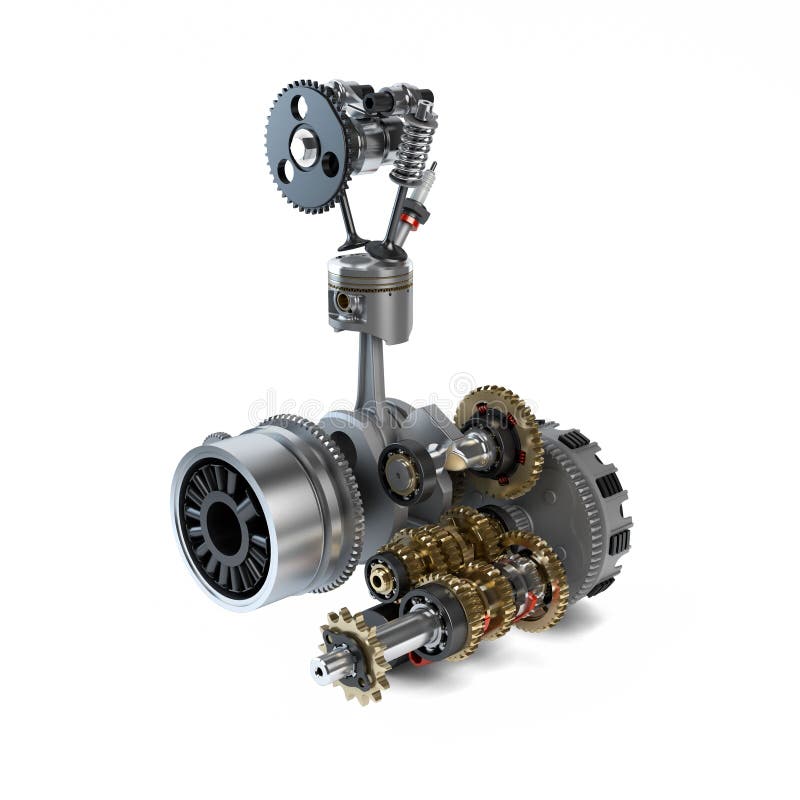 Teil Eines Zerlegten Motors, Der Einen Kolben Zeigt Stock Abbildung ...