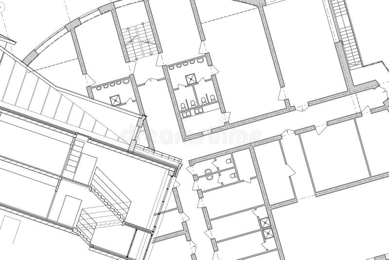 Tekening Van Het Vloerplan Tekening Van Architectuurgebouwen Stock ...