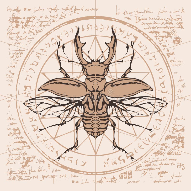 Tekening Van Mannetje-kever Op Een Abstracte Achtergrond Vector ...