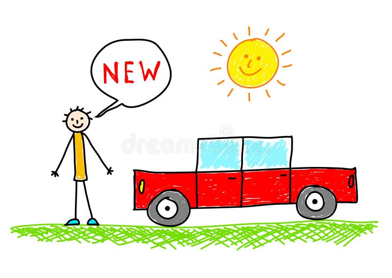 Tekening van rode auto vector illustratie. Illustration of auto - 23373404