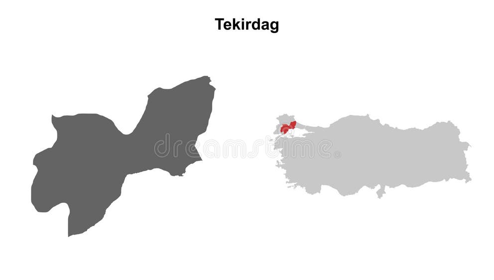 Tekirdag outline map stock vector. Illustration of boundary - 379017577