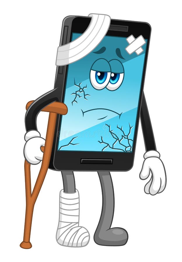 Teléfono Móvil Roto Historieta Ilustración del Vector - Ilustración de ...