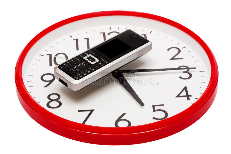 Teléfono y reloj foto de archivo. Imagen de blanco, rojo - 6463048