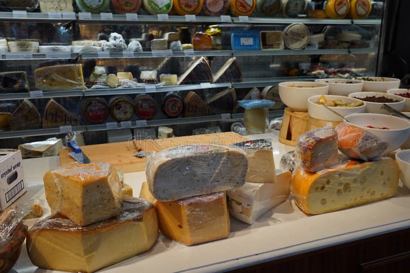 Tel-Aviv, Israel April, 2023: a Large Selection of Different Cheeses at ...