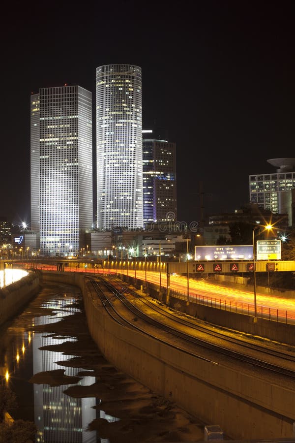 Tel Aviv at Night stock photo. Image of construction - 12035722