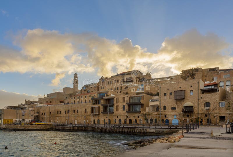 Tel Aviv - the Promenade of Old Jaffa and Tel Aviv in Morning Stock ...