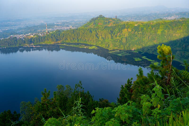 Telaga Menjer or Lake Menjer in Wonosobo, Central Java, Indonesia Stock Photo - Image of farm ...