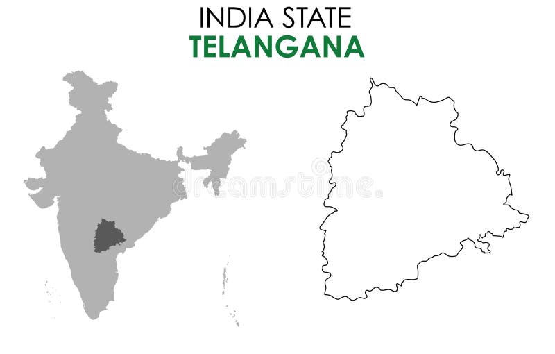 Telangana Map of Indian State. Telangana Map Vector Illustration Stock ...