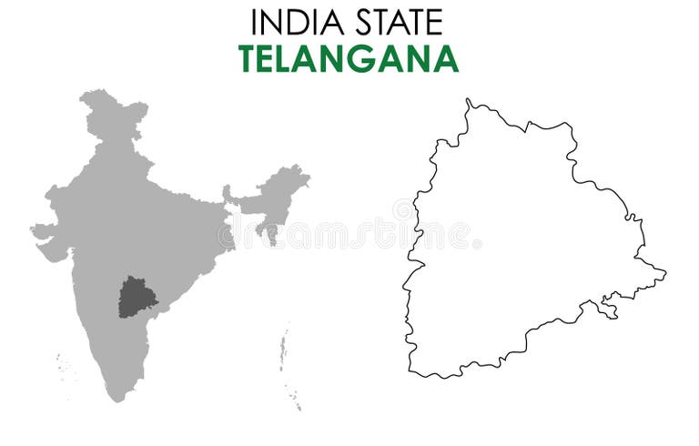 Telangana Map of Indian State. Telangana Map Vector Illustration Stock ...