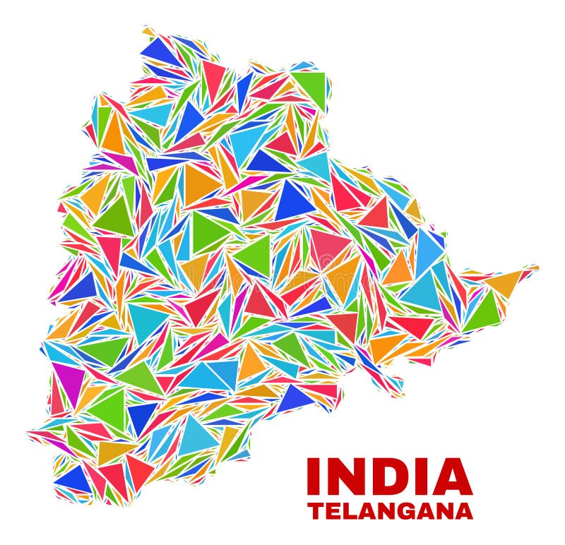 Telangana State Map - Mosaic of Color Triangles Stock Vector ...