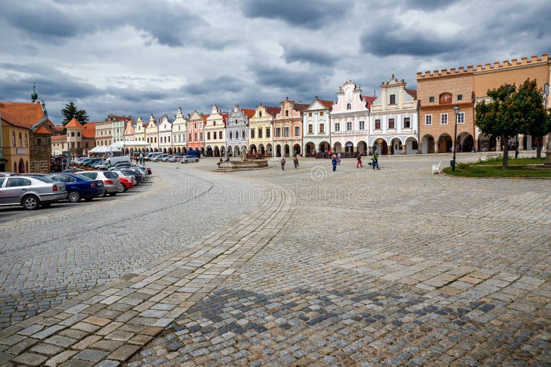 Telc, square editorial stock photo. Image of czech, buildings - 166999263