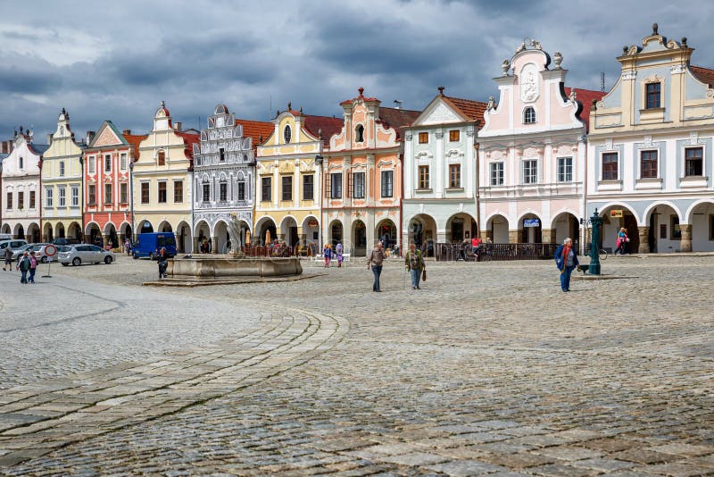 Telc, square, editorial photo. Image of storm, building - 166999306