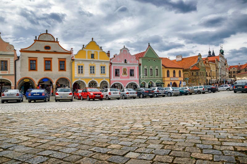 Telc, square editorial stock image. Image of buildings - 166999684