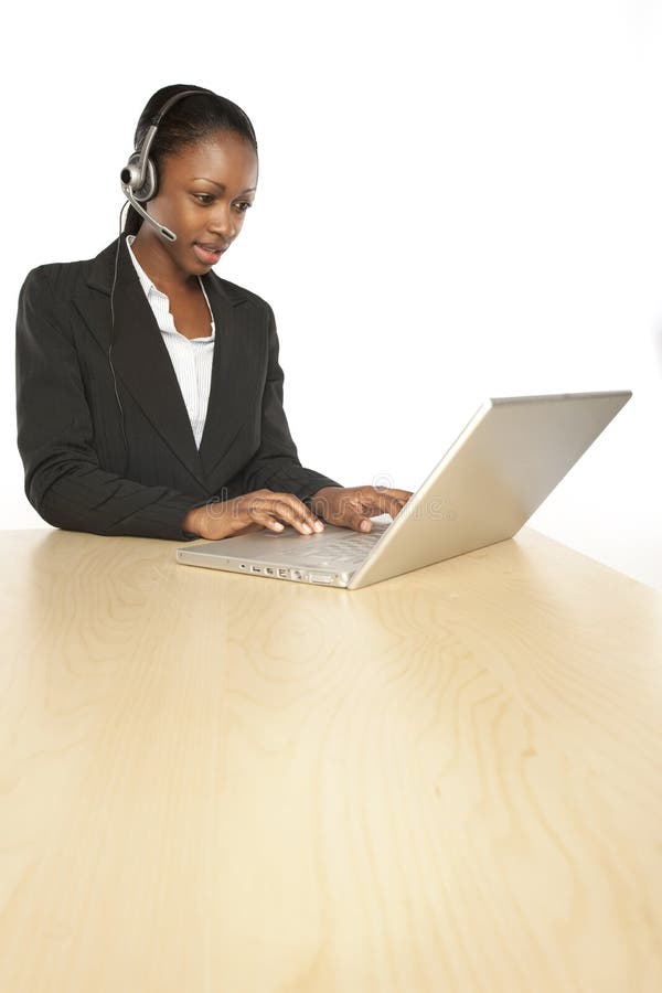 Friendly Customer Service Rep Stock Photo - Image of typing, desk: 2394330