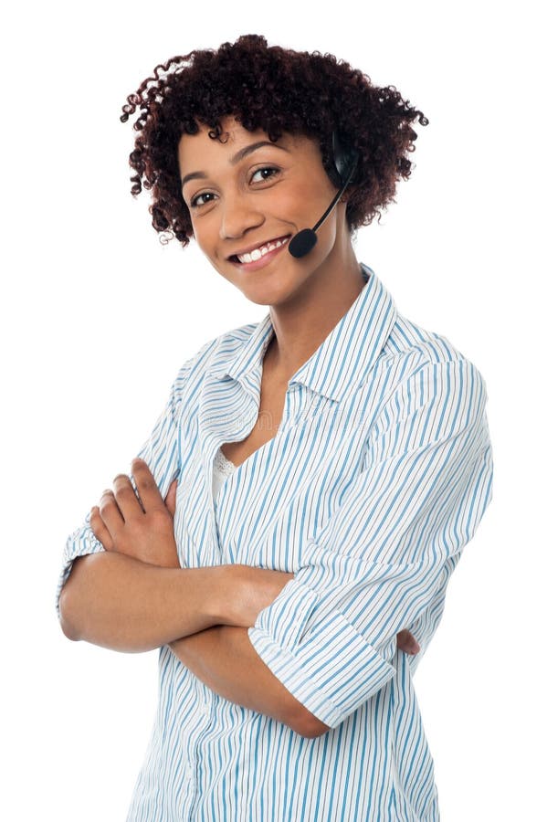 Telecaller Femenino Sonriente Confiado Foto de archivo - Imagen de ...