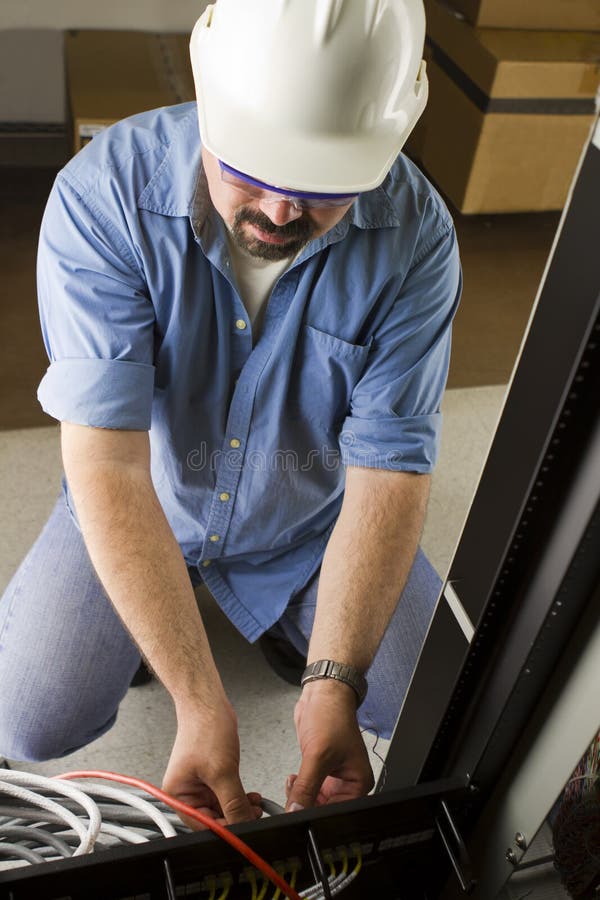 Telecommunication Man Installer Posing Stock Image - Image of building ...