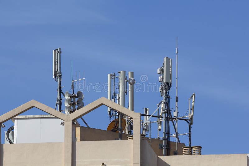 Telecom Antenna in a Building Stock Photo - Image of receiver ...