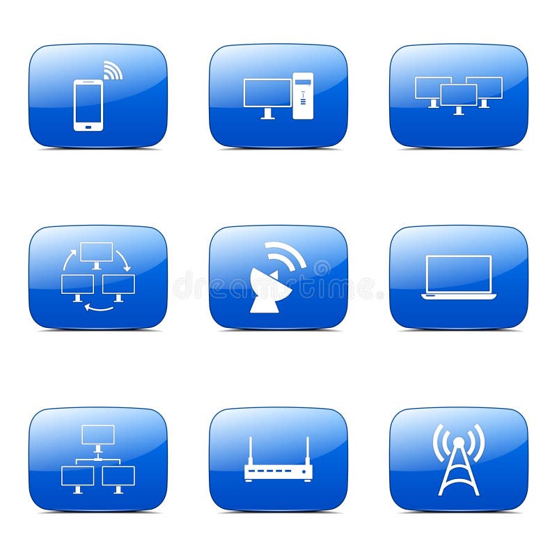 Telecom Communication Square Vector Blue Icon Set 2 Stock Vector ...