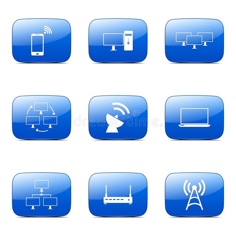 Telecom Communication Square Vector Blue Icon Set 2 Stock Vector ...