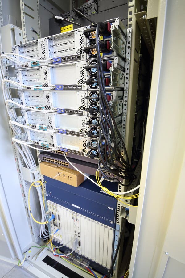 Telecom Equipment with Numerous Cables and Stock Image - Image of ...