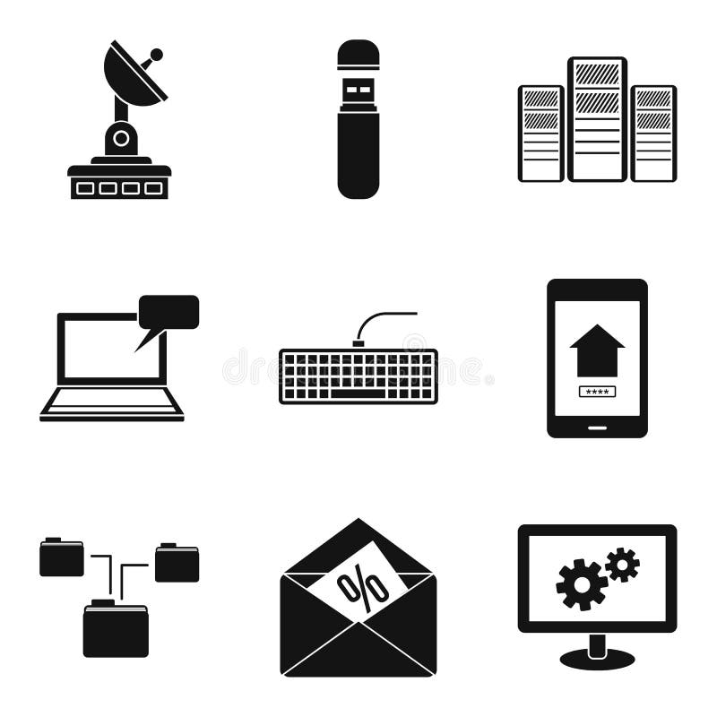 Telecom Icons Set, Simple Style Stock Vector - Illustration of business ...