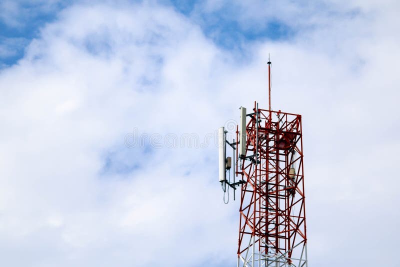 Telecom Network with Blue Sky Stock Photo - Image of communication ...