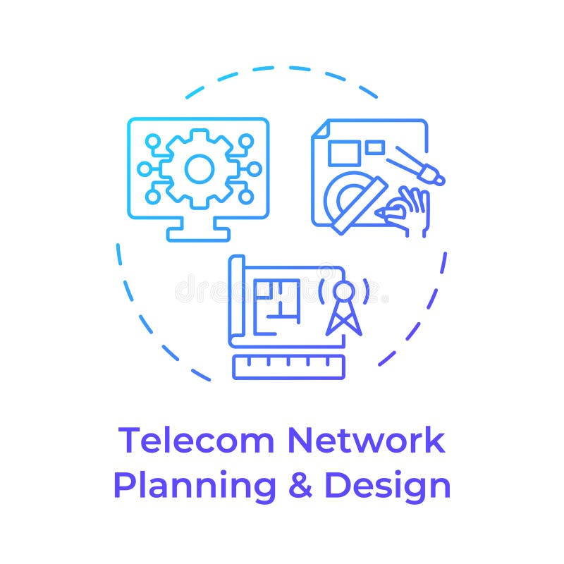 Telecom Network Planning and Design Blue Gradient Concept Icon Stock ...