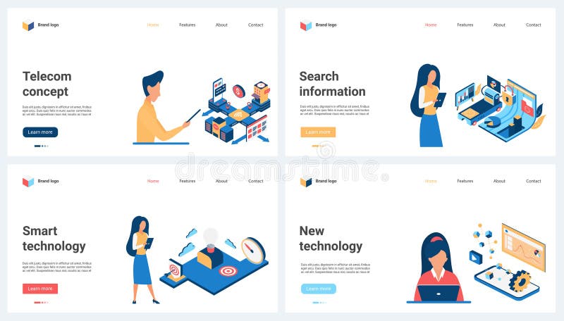 Telecom, Smart Technology, Information Search, Tiny People Work with ...