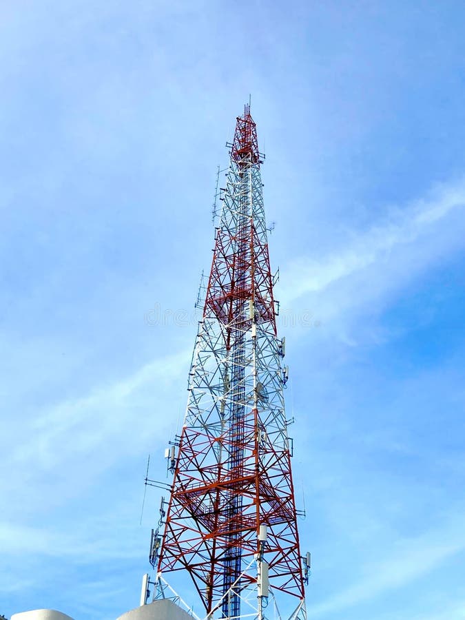 Telecom Tower for Radio and Mobile Communications Stock Image - Image ...