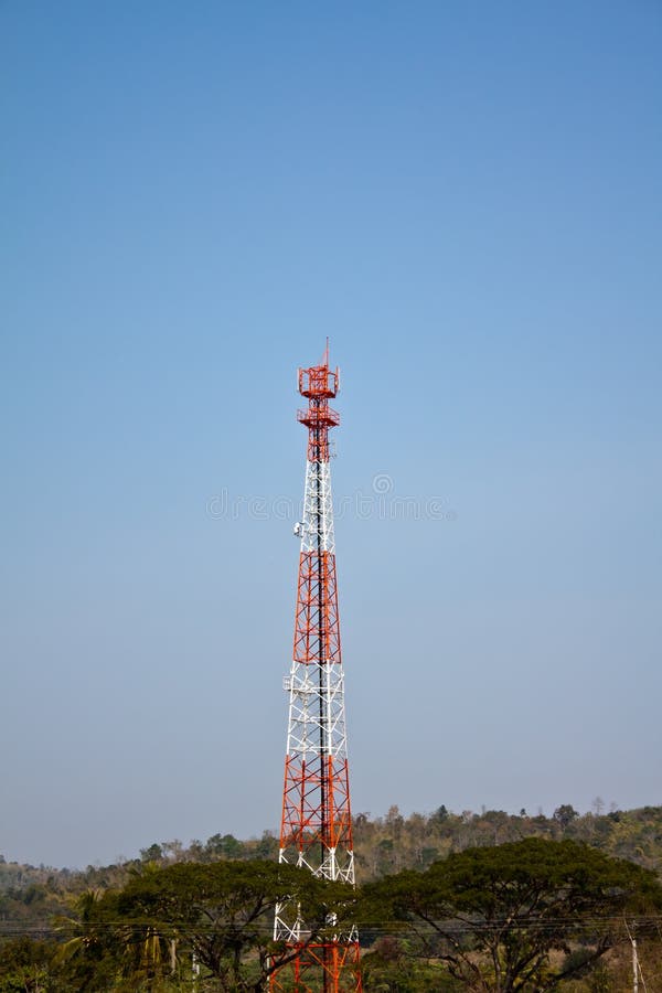Telecom tower and blue sky stock image. Image of cellular - 22960651