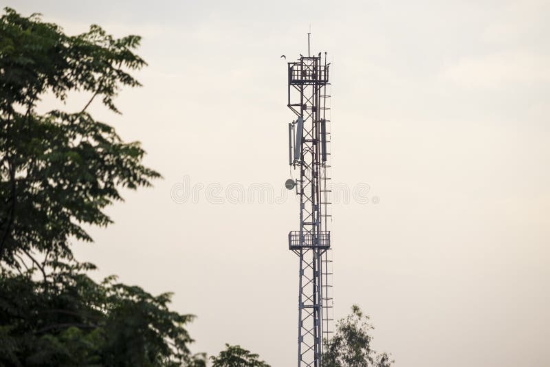 Telecom Tower in Rural Area Stock Image - Image of signal, equipment ...